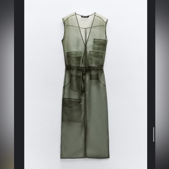 Zara | Dresses | Zara Limited Edition Pure Organza Belted Sheer Midi ...